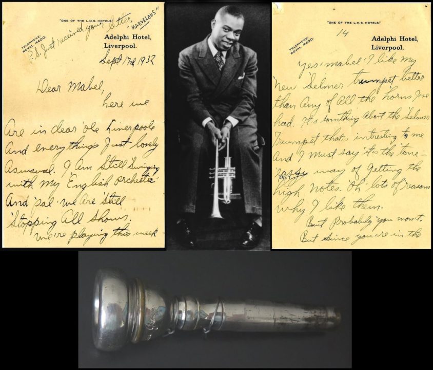 Louis Armstrong - Early Signed Letter and His Trumpet's Mouthpiece ...